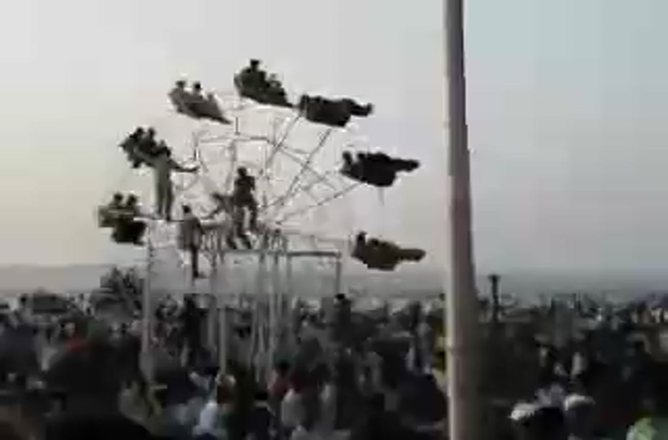 Ferris Wheel without an electrical motor runs on human power.