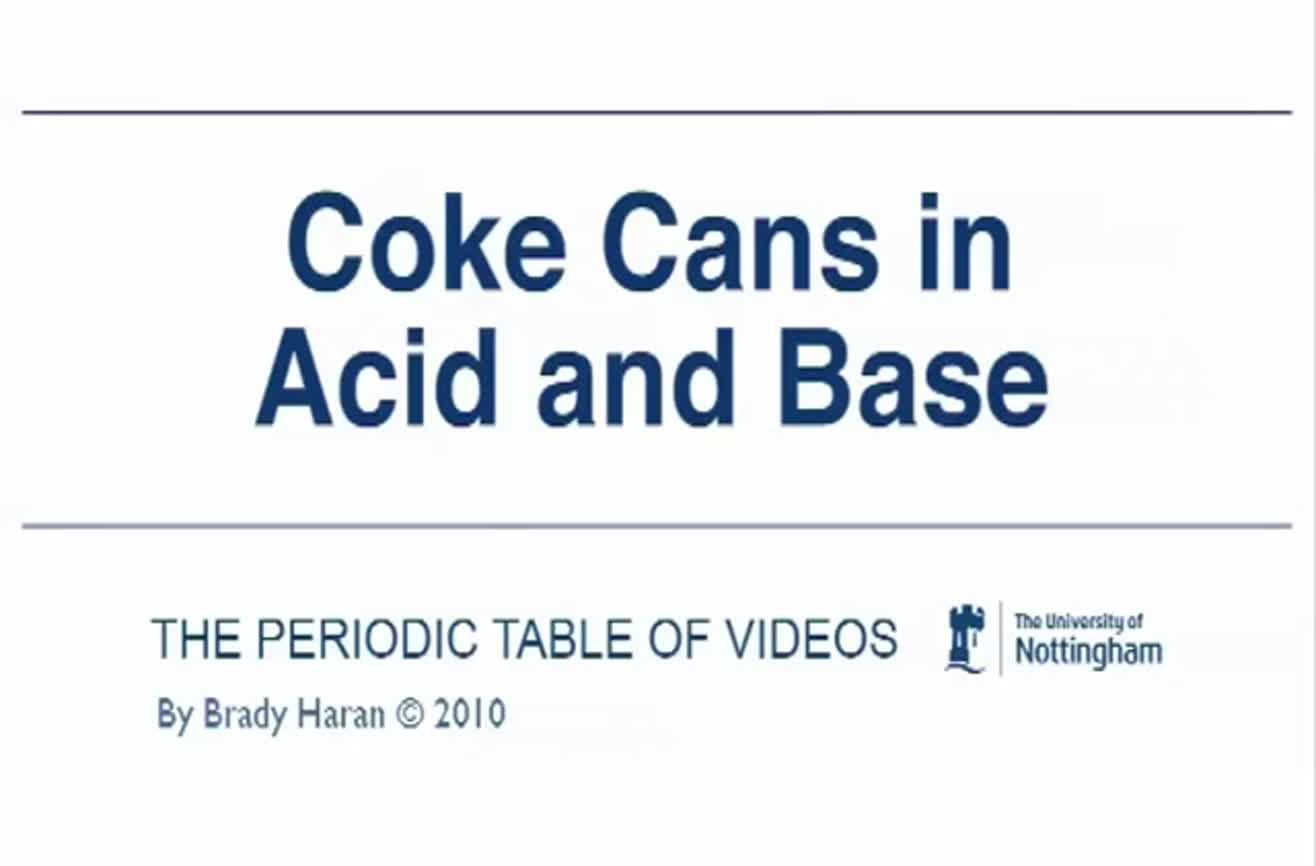 Coke cans melted by acid and base chemicals.