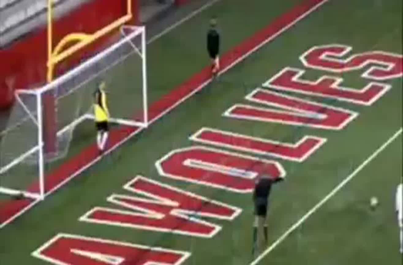 Goalie taunts, gets taunted.