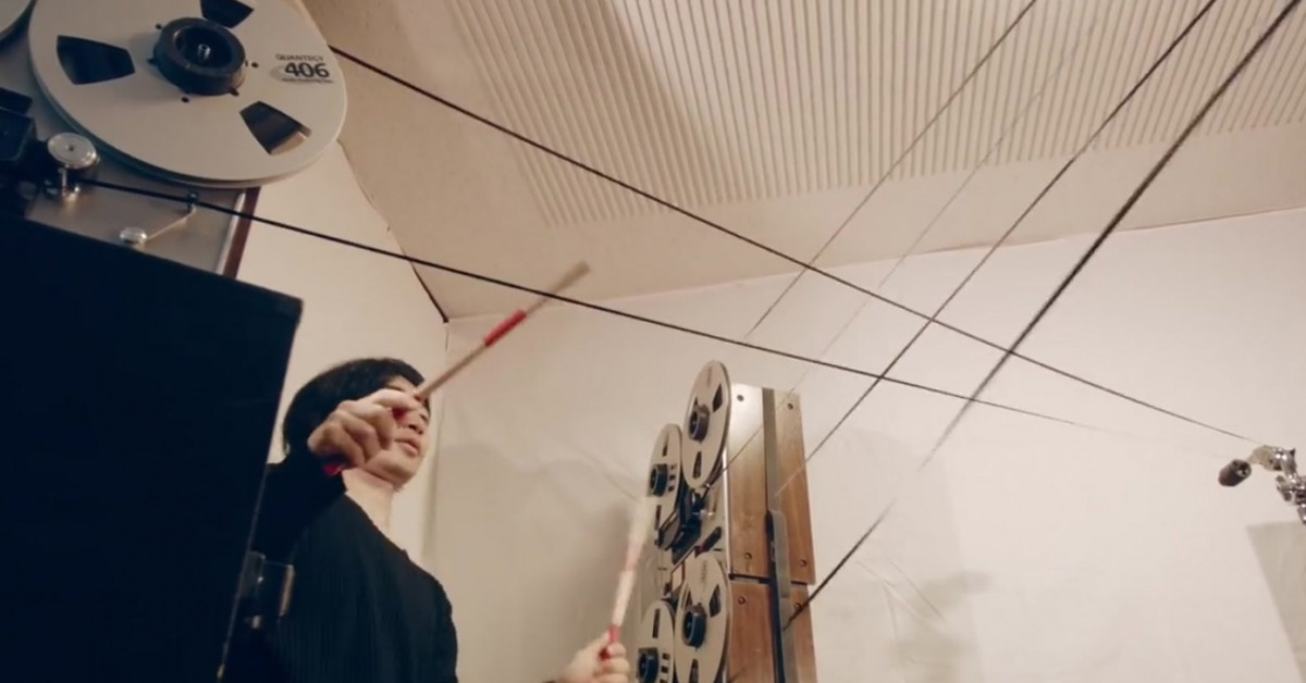 Tape tapping percussionist plays to perfection.