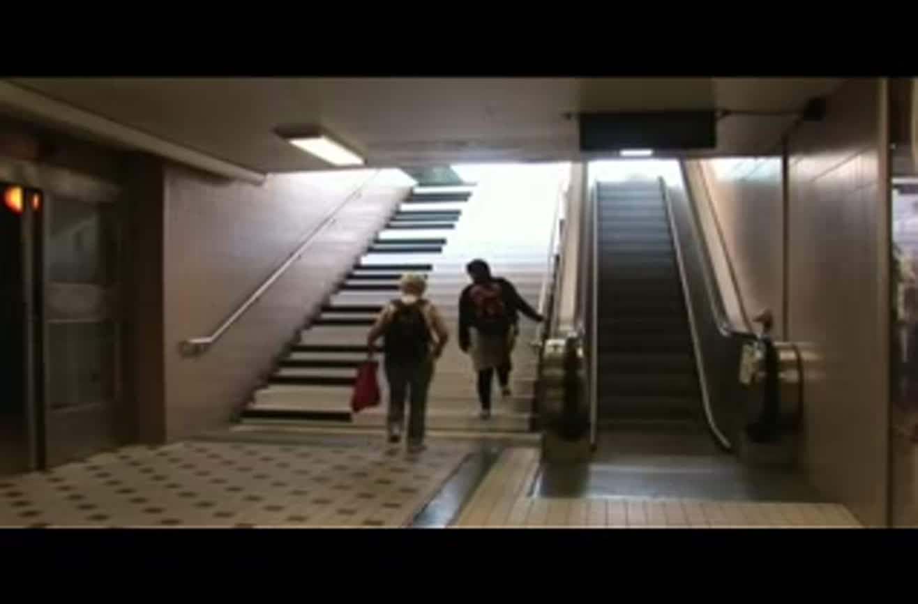Getting people to use the stairs over an escalator.
