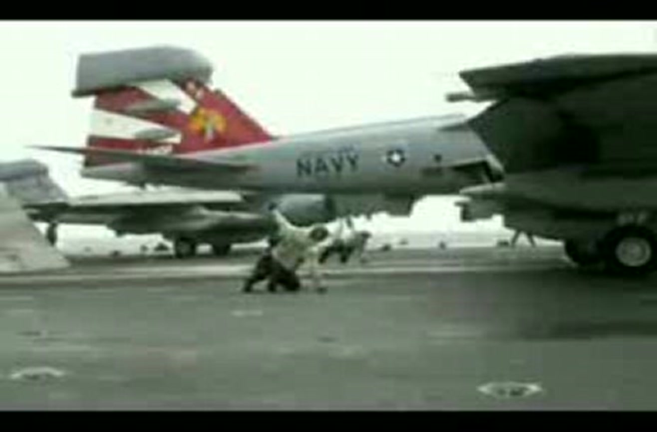 Navy soldier vs. Jet engine.
