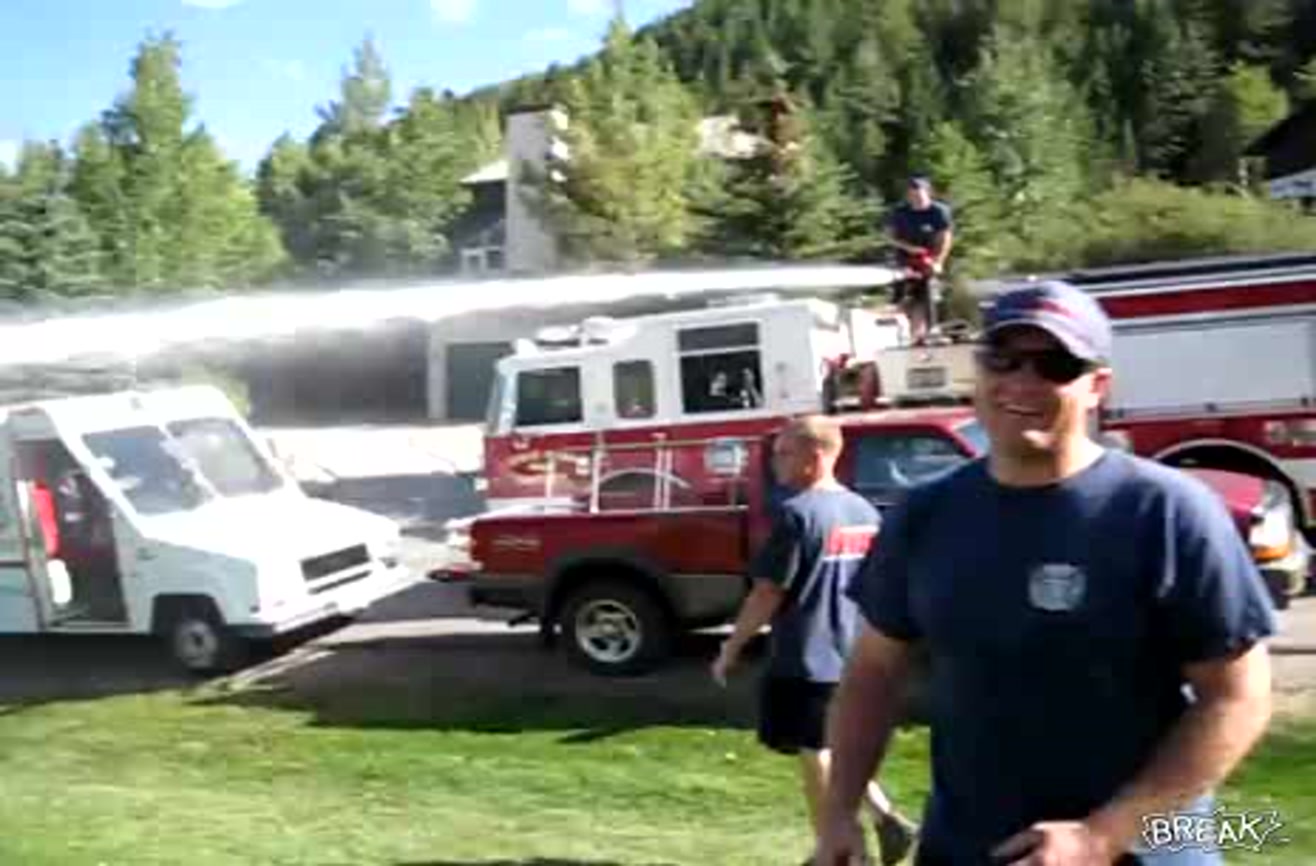 Fire truck makes "Slip 'N Slide" super fun.