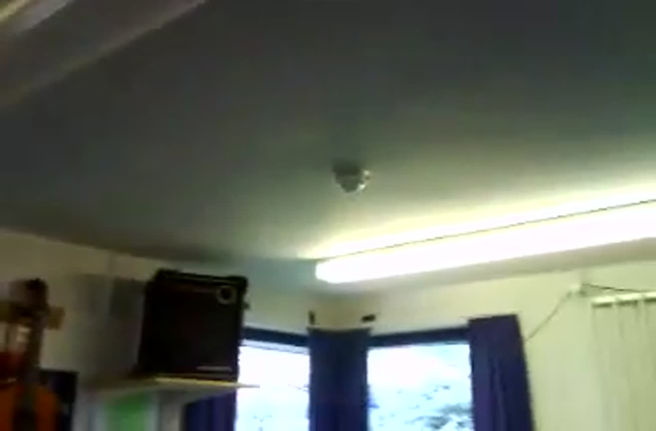 College students jam to dorm fire alarm.