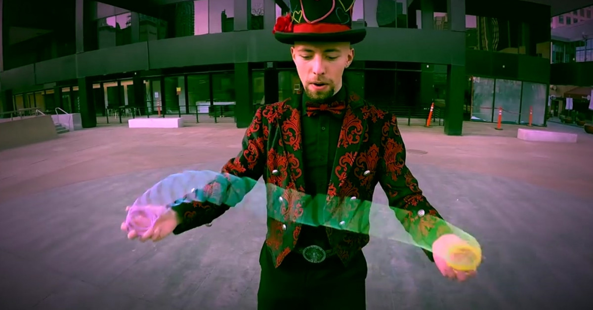 Street performer shows off his sick slinky moves.