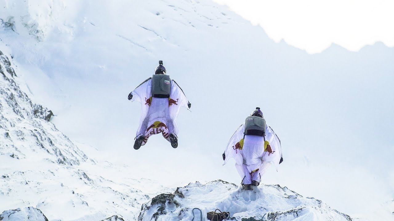 BASE jumping into a plane mid-air