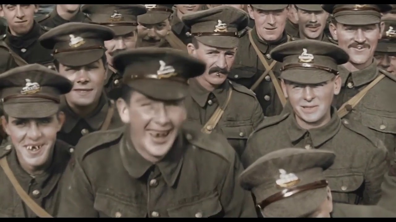 Soldiers react to end of WW1.