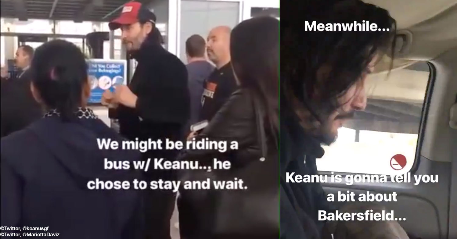 Keanu Reeves' Plane Makes an Emergency Landing, so He Leads Everyone on ...