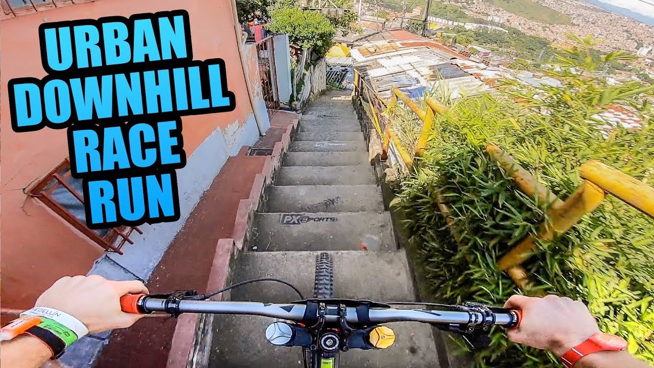 Insane downhill bike run through the streets of Medellin, Colombia