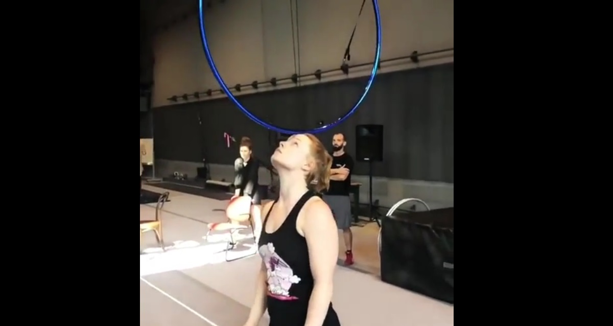 This hula hoop balance video has a surprise ending