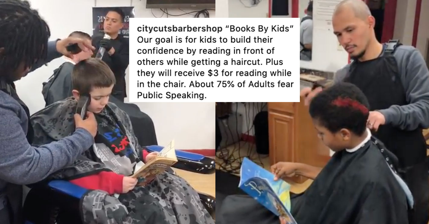 Barber Shop Promotes Literacy by Paying Kids to Read Books Aloud During ...