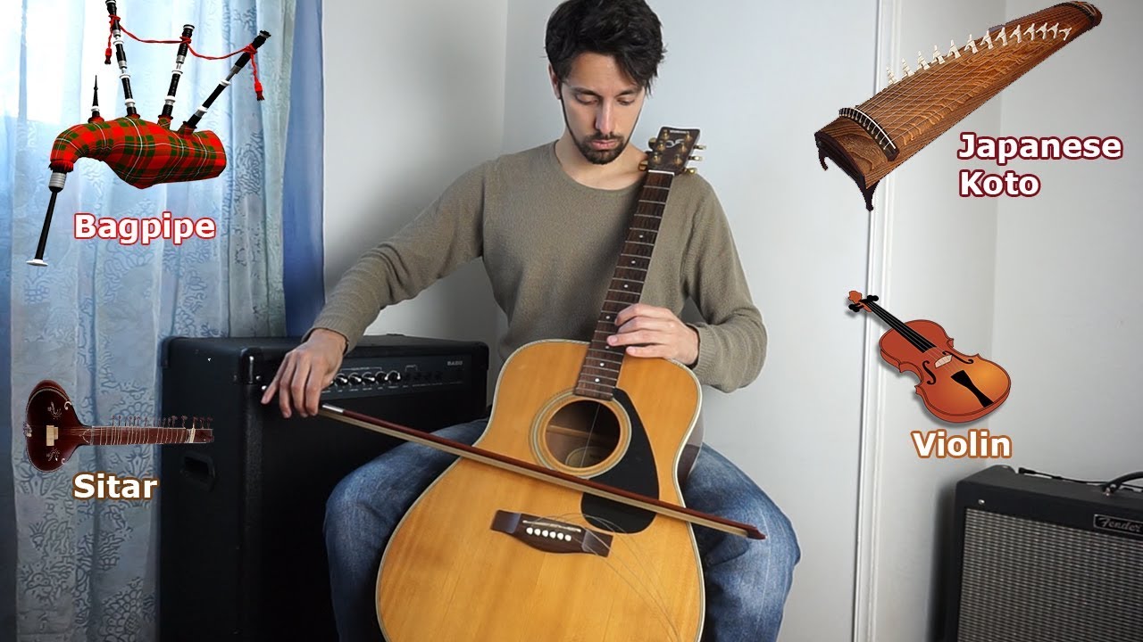 This guy can imitate all kinds of instruments on his guitar