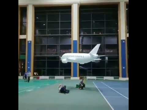 Giant paper airplane achieves flight.