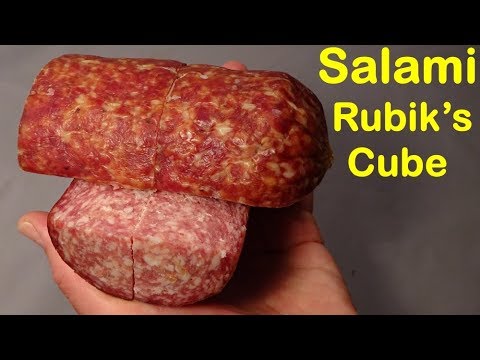 Rubik's cube made of salami (vegans look away)