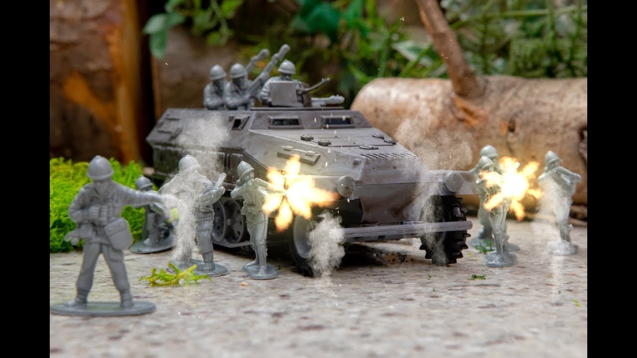 Short stop motion animation with plastic army men