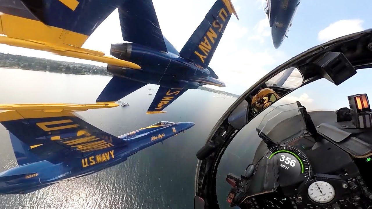 Stunning cockpit view from the US Navy Blue Angels team