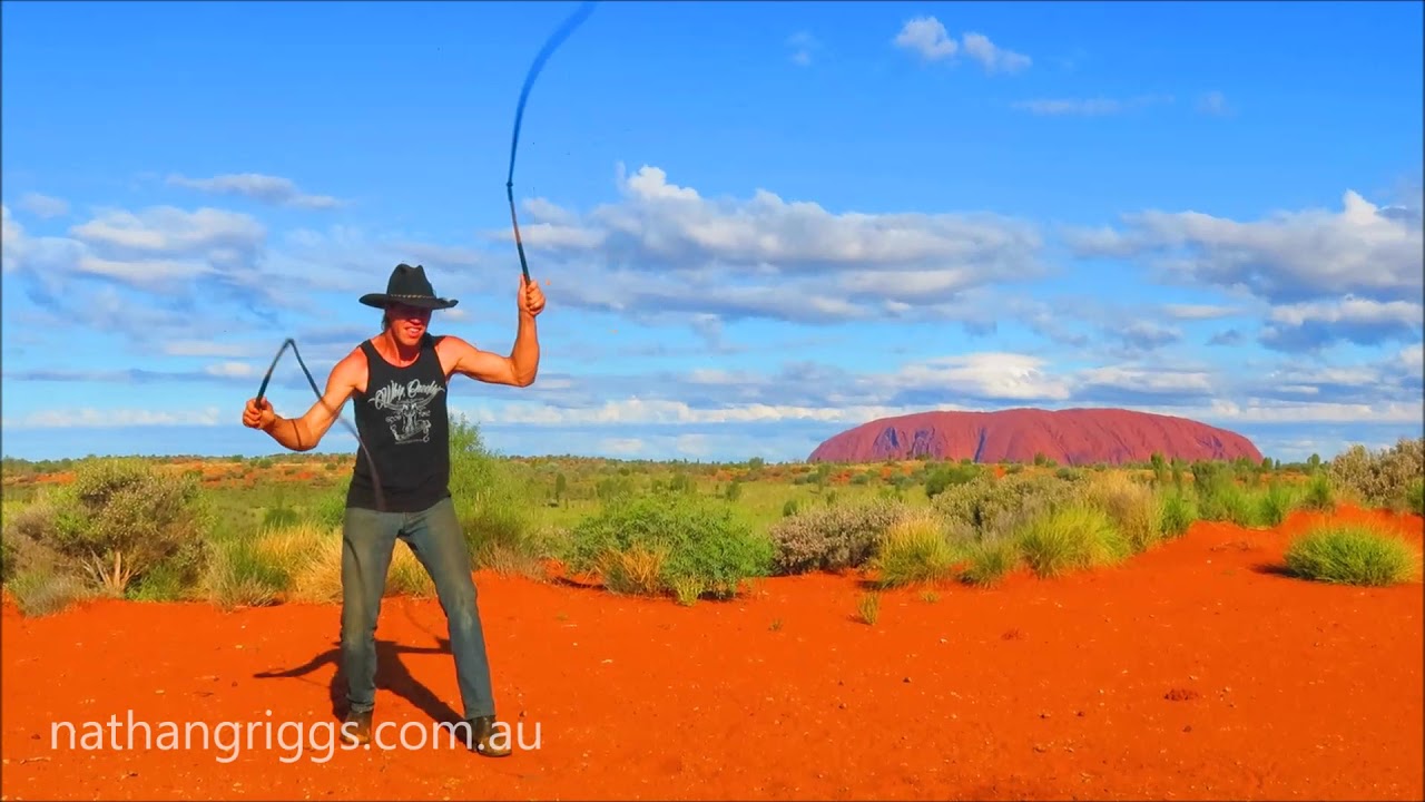 Australian man whip cracking to 'Cotton Eye Joe.'