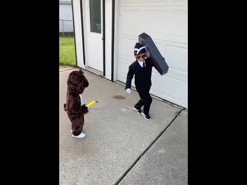 Kid's "coffin dance guys" Halloween costume.