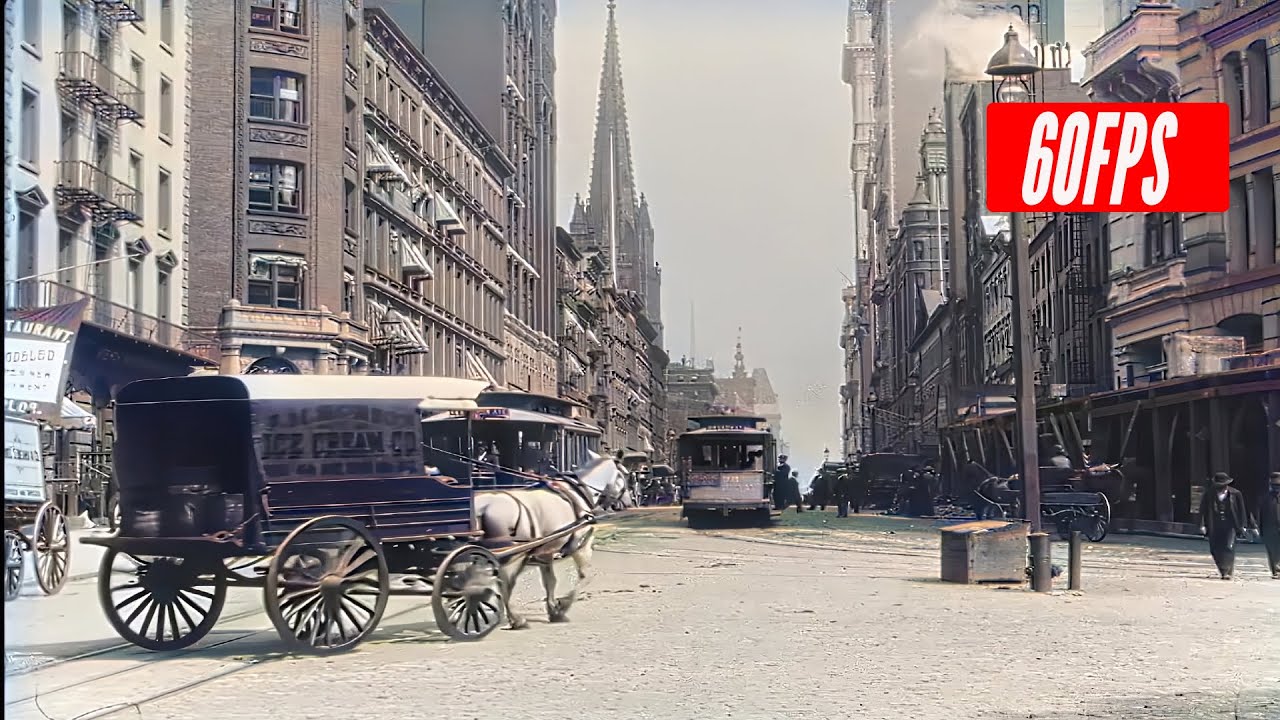 Colorized scene of NYC from 1896 with sound