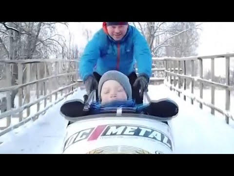 A DIY backyard bobsled track