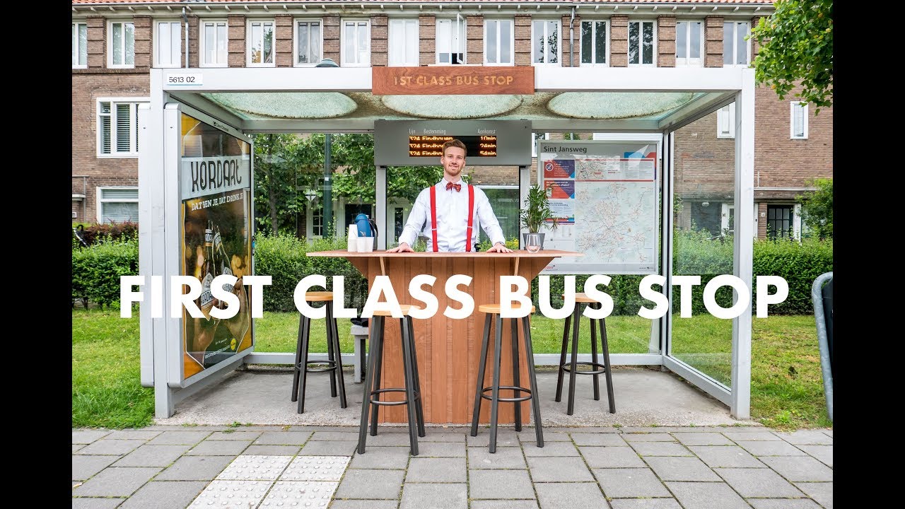 Man transforms a bus stop into luxurious lounge