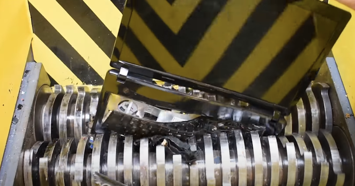 What happens if you put a laptop into an industrial shredder