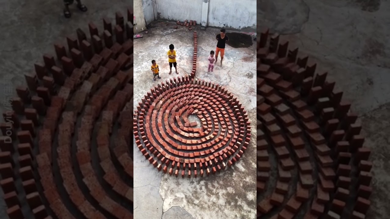 Brick dominoes going down make satisfying sounds.