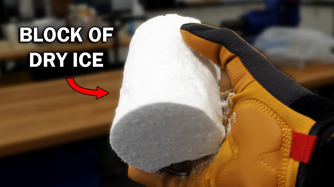 Making a block of dry ice.