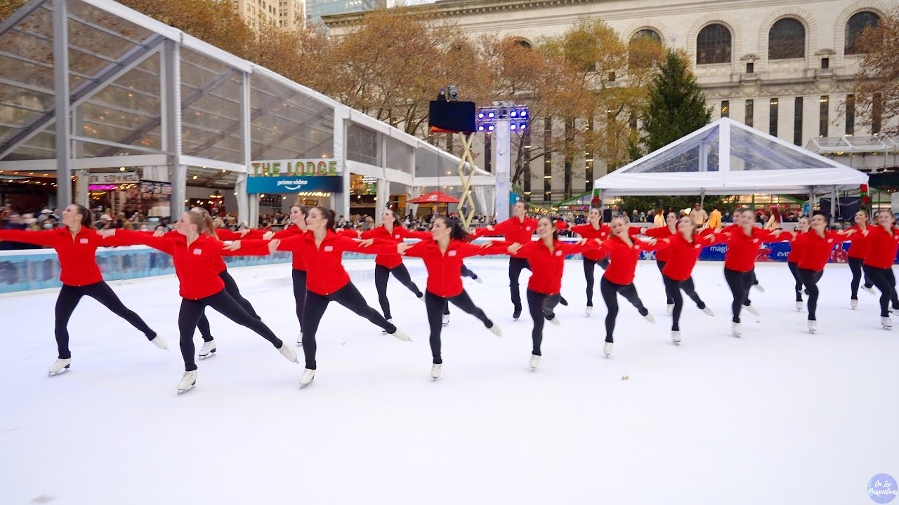 Spectacular synchronized skating team performs to "Winter Wonderland."