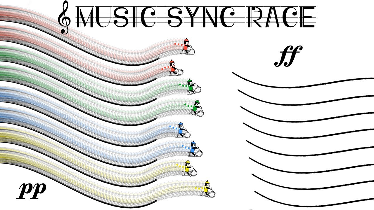 Clever animated race along music lines.