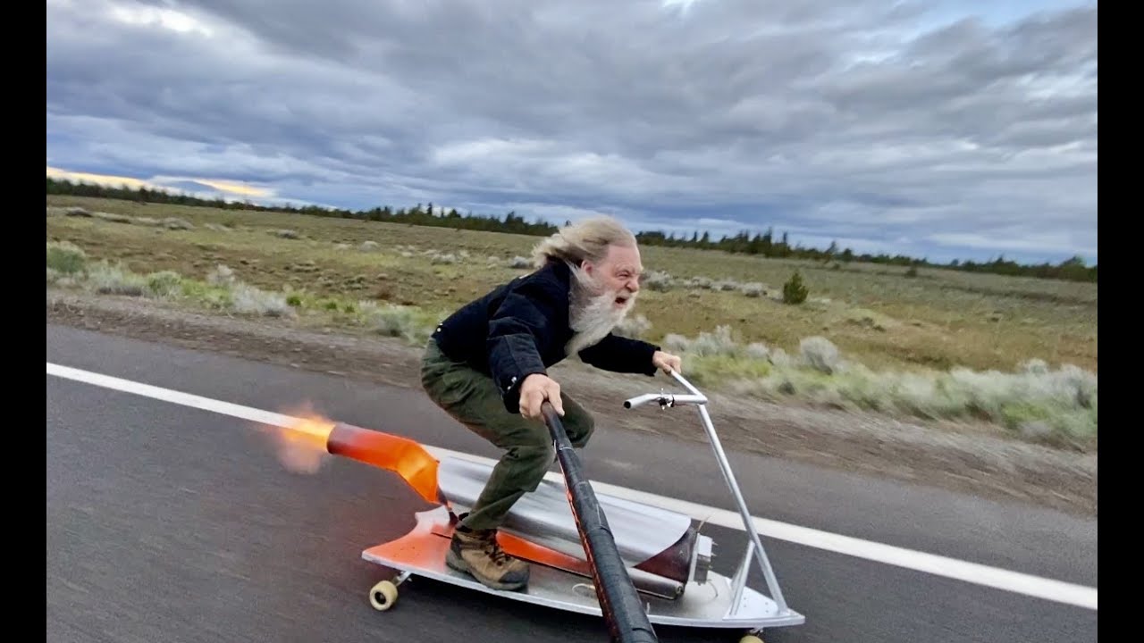 Crazy Rocket Man riding hisrocket board. Crazy Rocket Man riding hisrocket board.