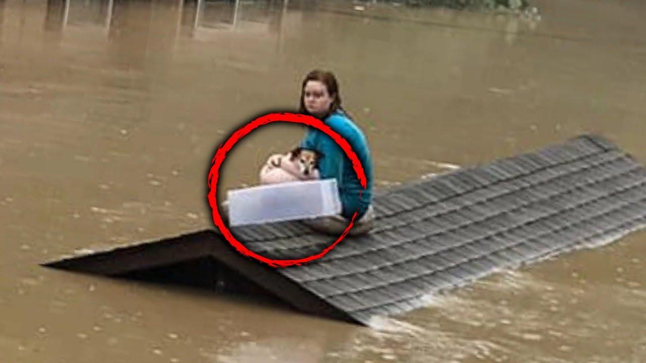 Teen girl and her dog rescued after flood.