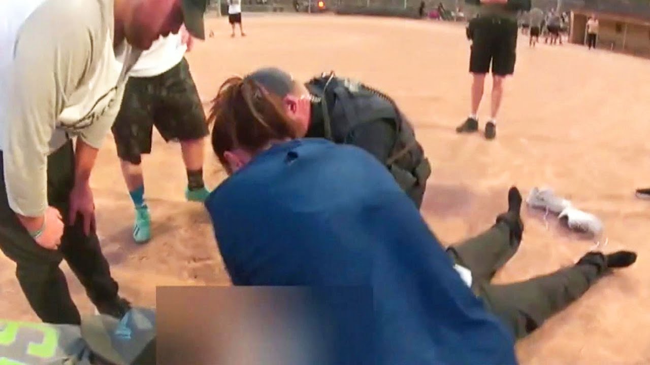 Hero nurse saves man at softball game.