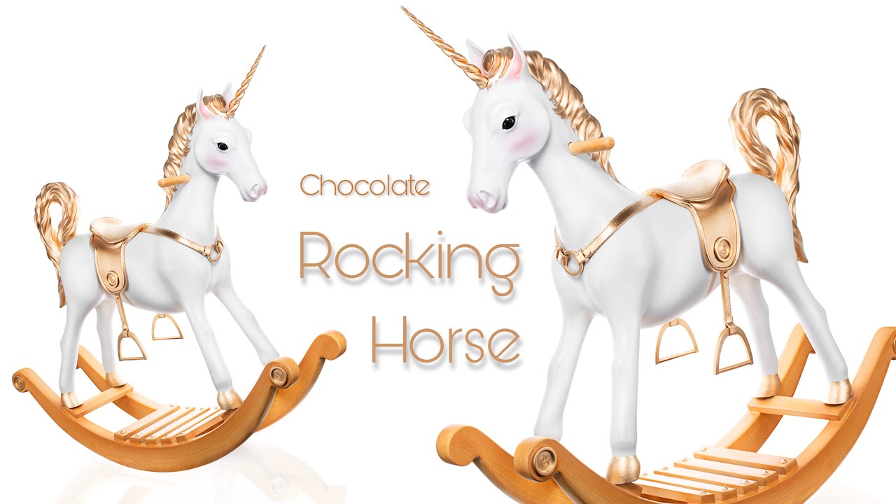 Realistic rocking horse made of chocolate.