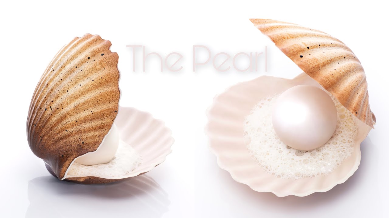 Stunning chocolate clam with edible pearl.