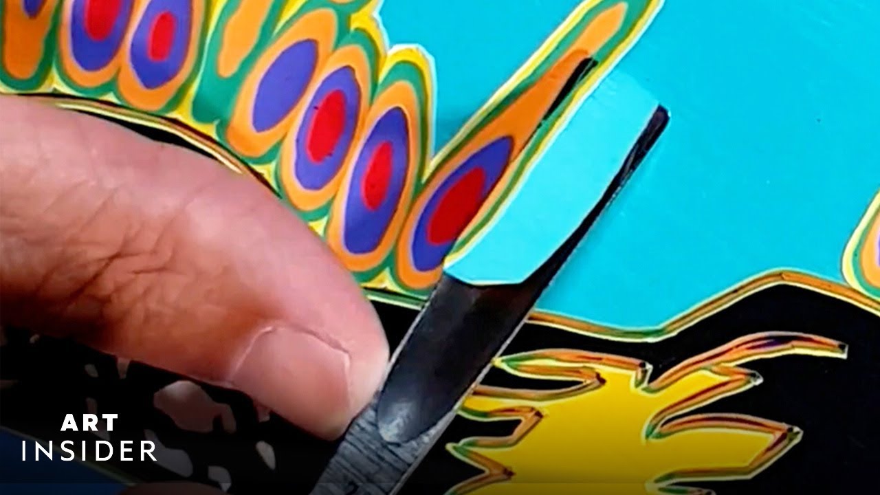 Carving paintings reveals color and depth.