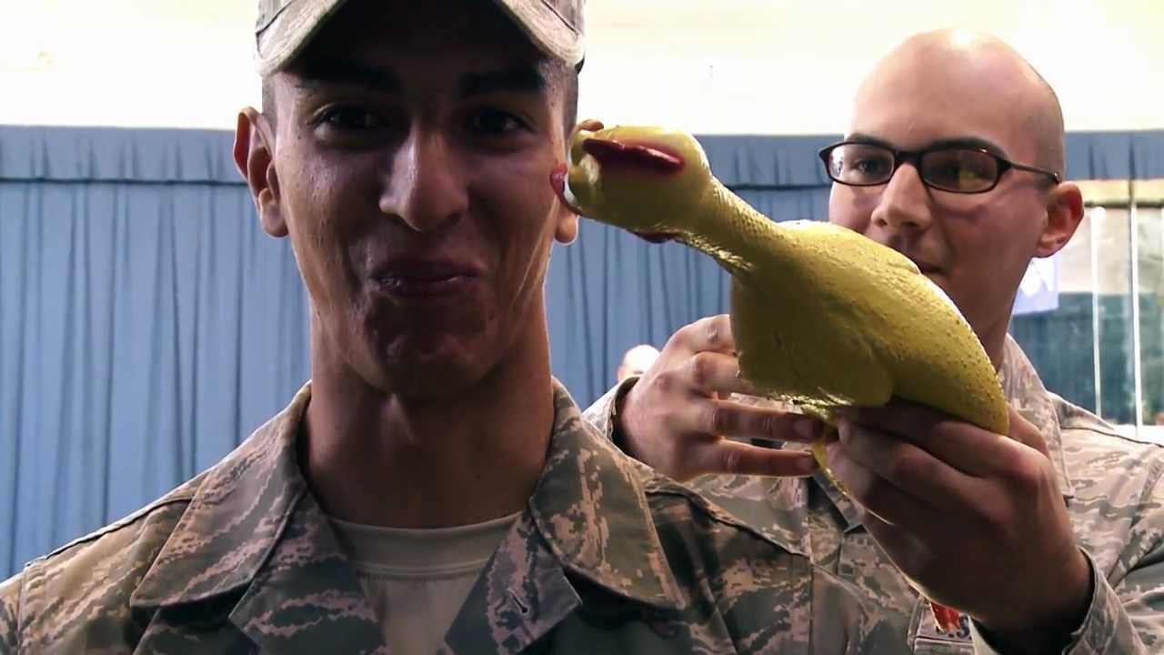 Honor Guard takes rubber chicken bearing test.