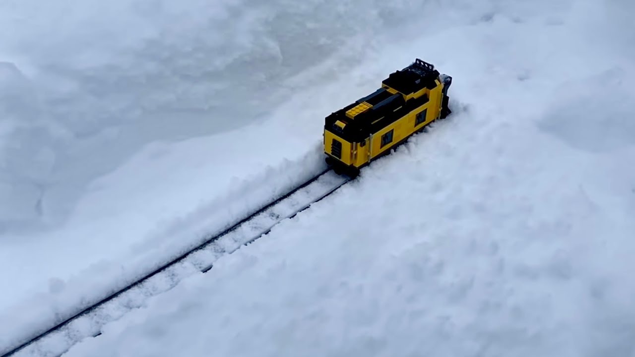 LEGO train plows some serious snow.