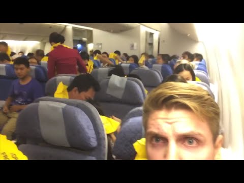 Inside plane during emergency landing.