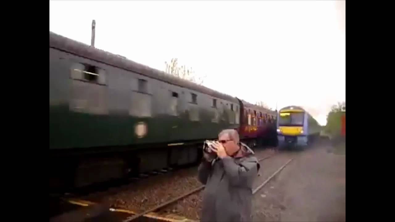 Train spotter's extremely close call.
