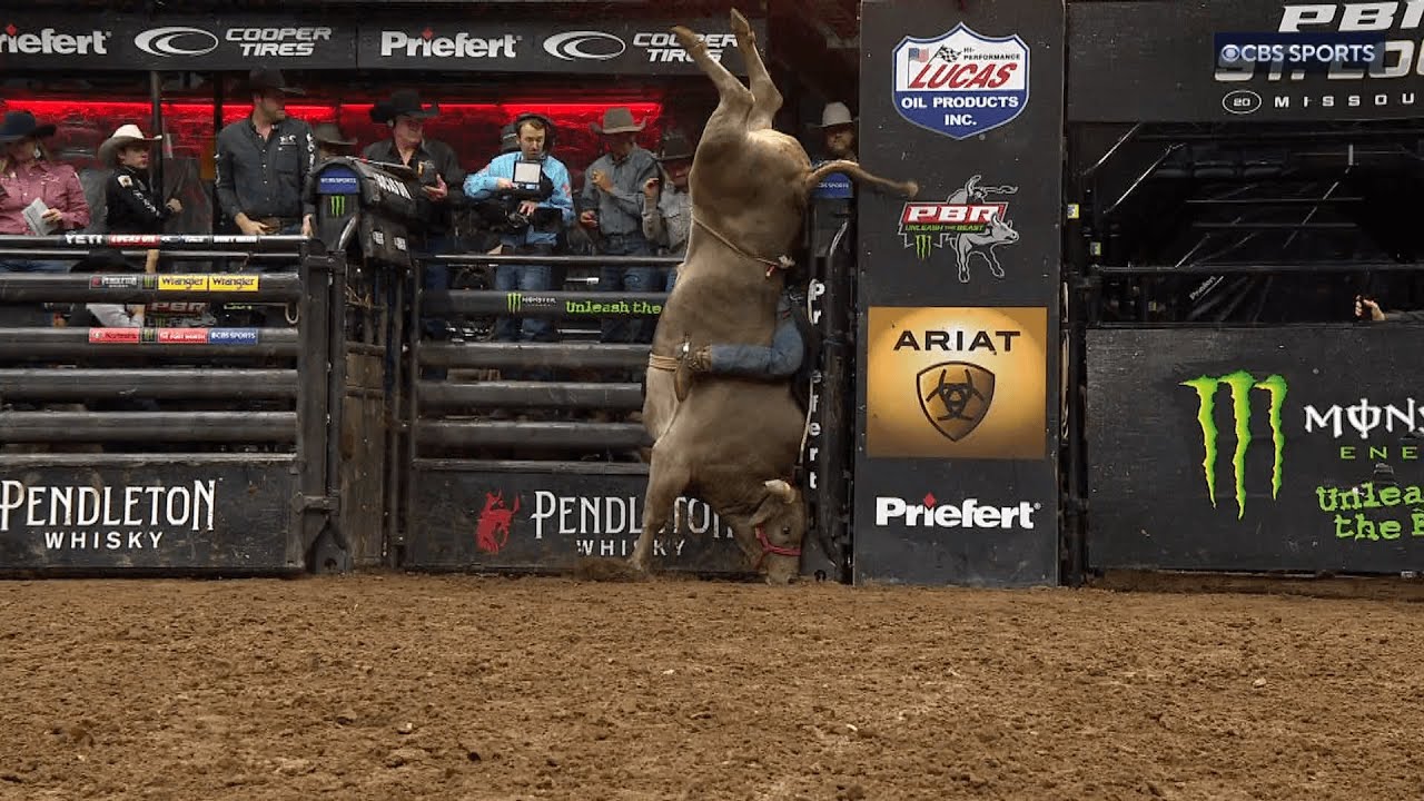 Bull riding handstand move wows.