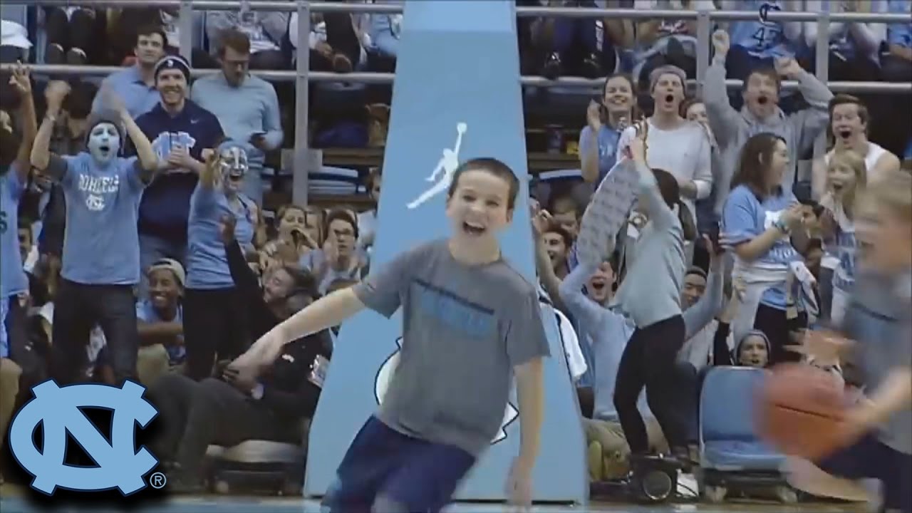 UNC ball boy nails 3 halfcourt shots in a row.