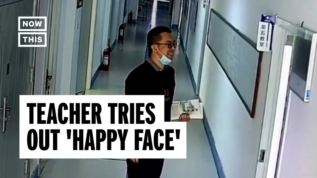 Tired teacher makes sure to put on happy face.