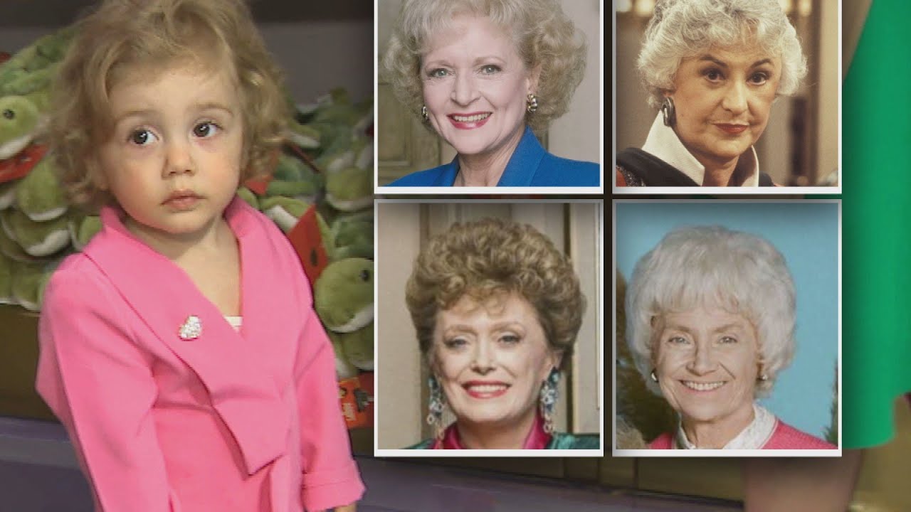 Toddler looks like one of 'Golden Girls.'