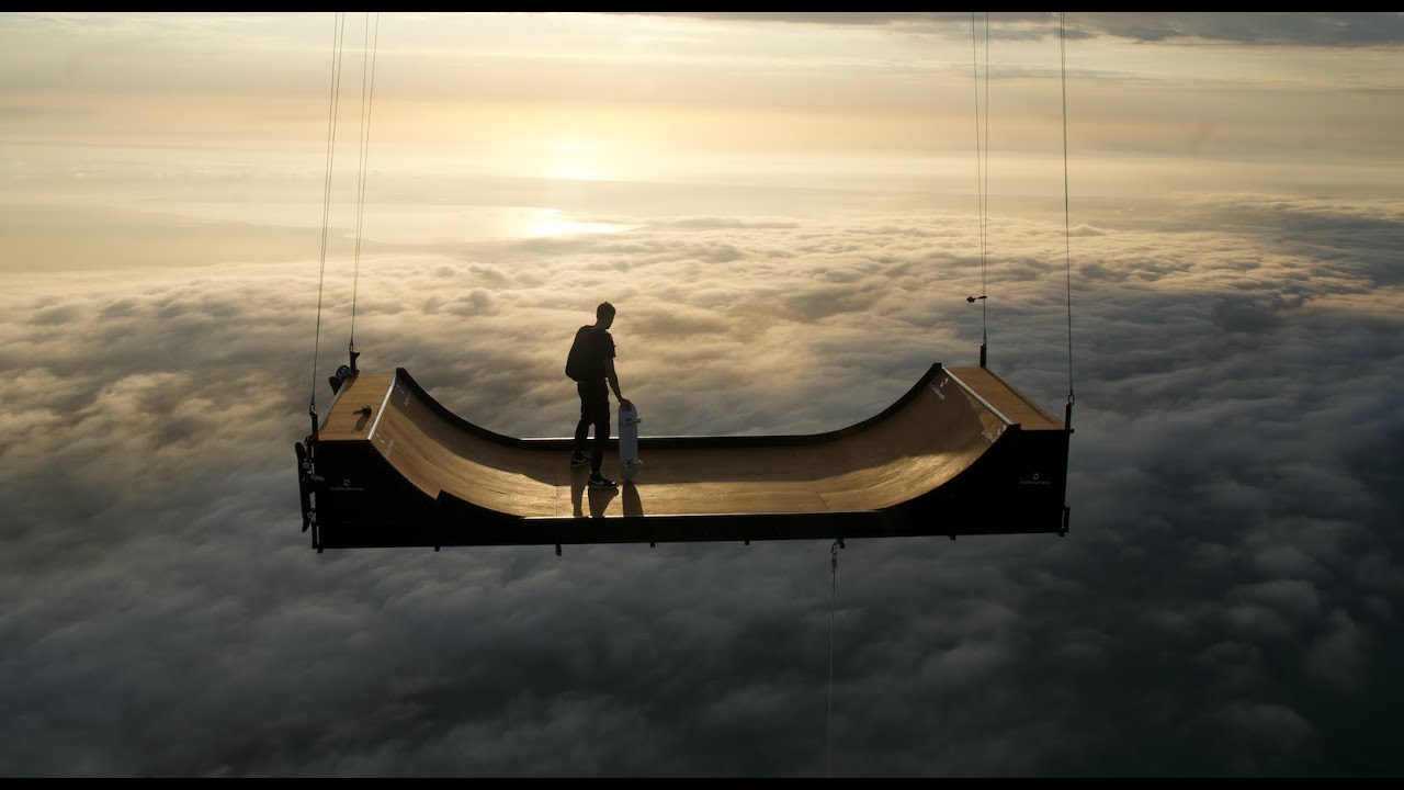 Skateboarding in the sky.