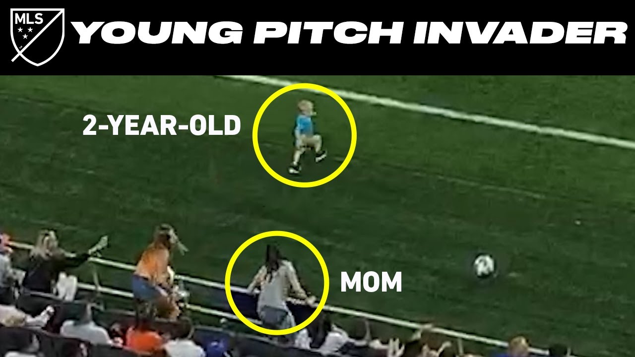 Mom chases 2-year-old son from MLS field.
