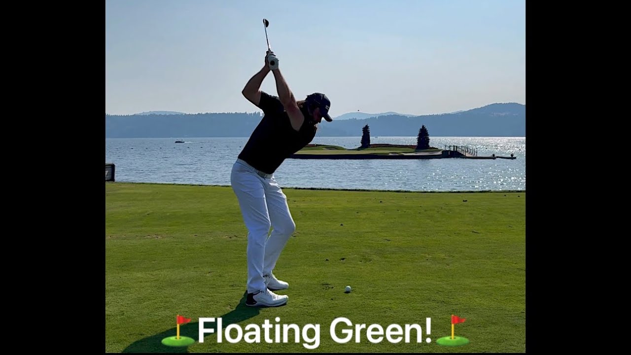 Golfing the famous floating green.