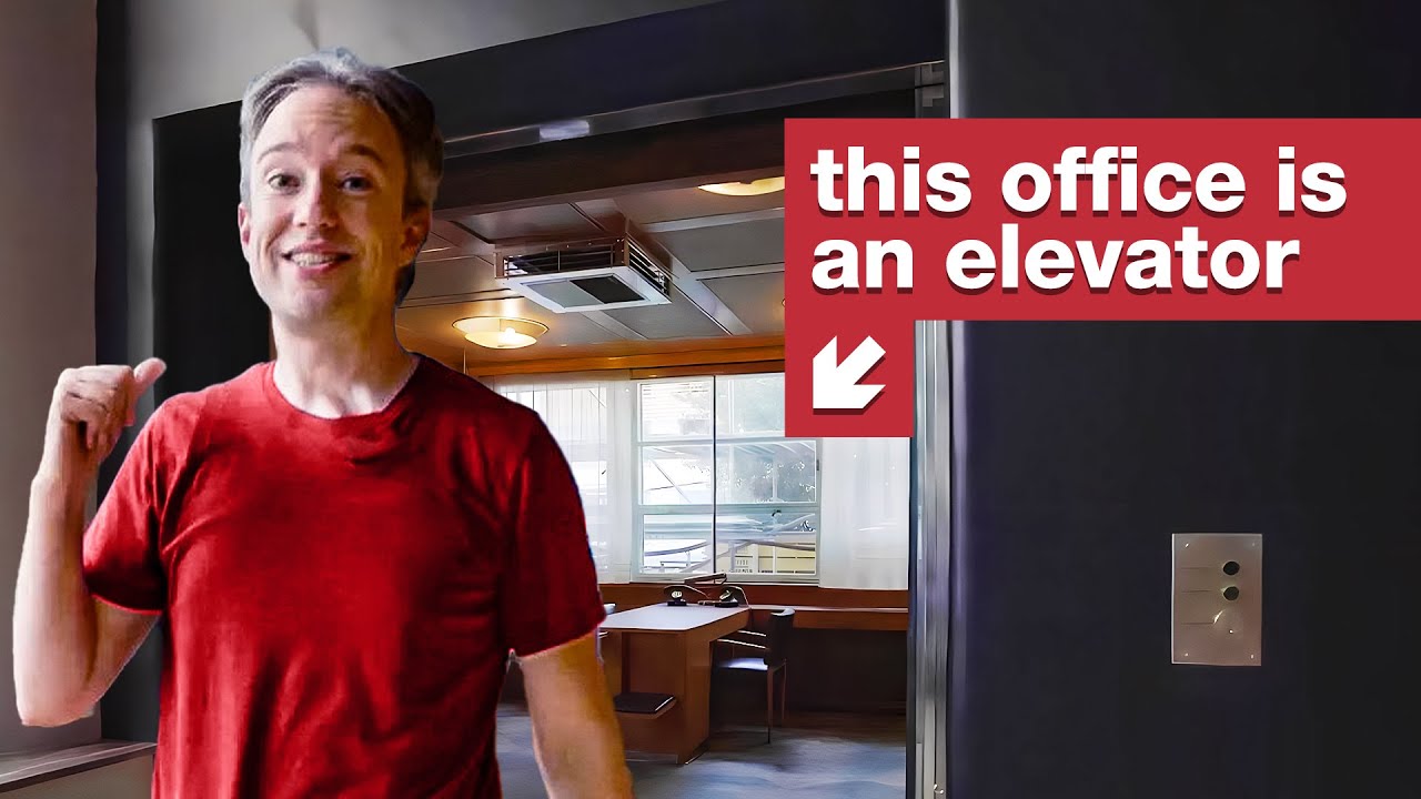 Man built office in an elevator.