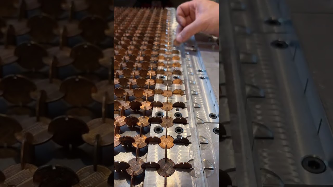 Giant penny cube without glue or welds.
