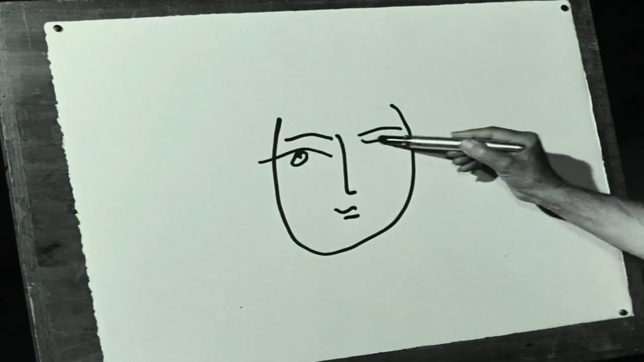 Picasso draws a face.